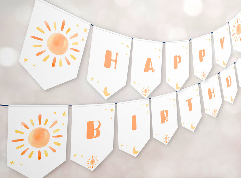 Editable First Trip Around The Sun Bunting Banner | Instant Download