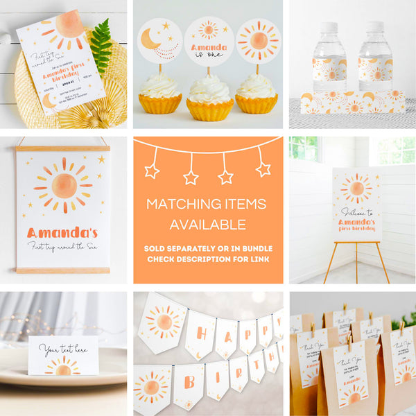 Editable First Trip Around The Sun Bunting Banner | Instant Download
