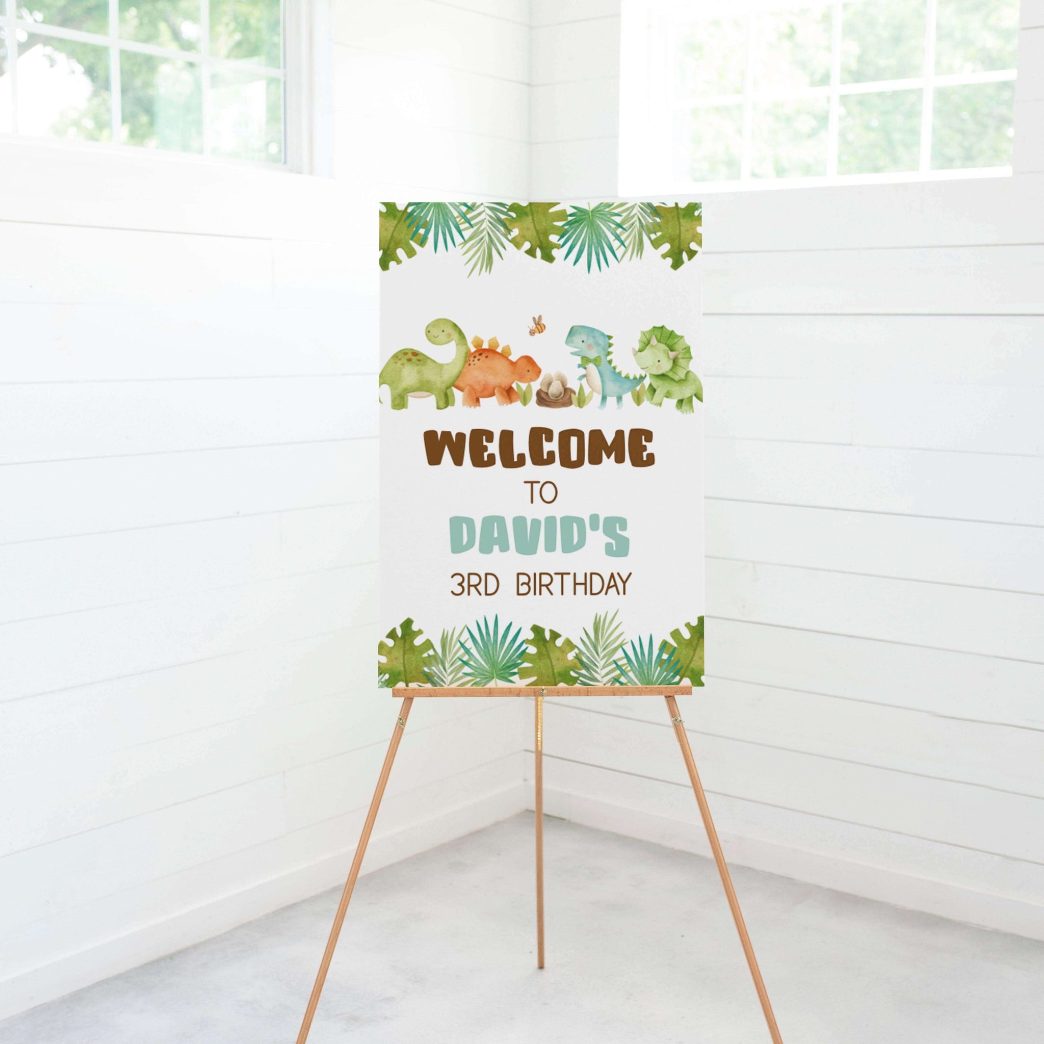 Editable Dinosaur Welcome Sign | Dinosaur Birthday Party Supplies