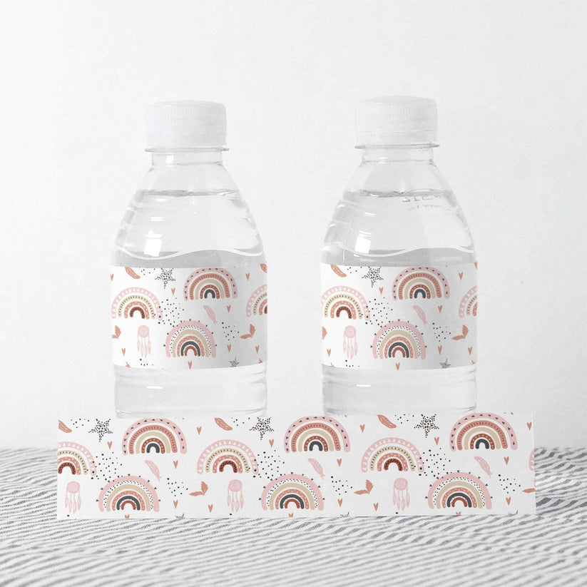 Boho Rainbow Bottle Labels ★ Instant Download | Editable Text