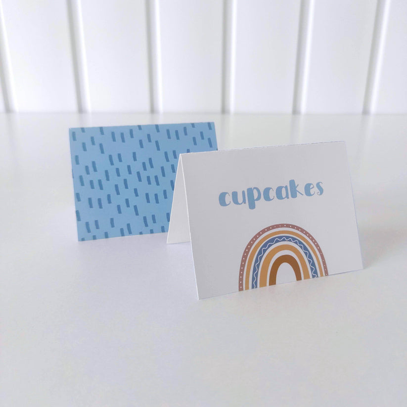 Boho Rainbow Food Labels | Blue ★ Instant Download | Editable Text