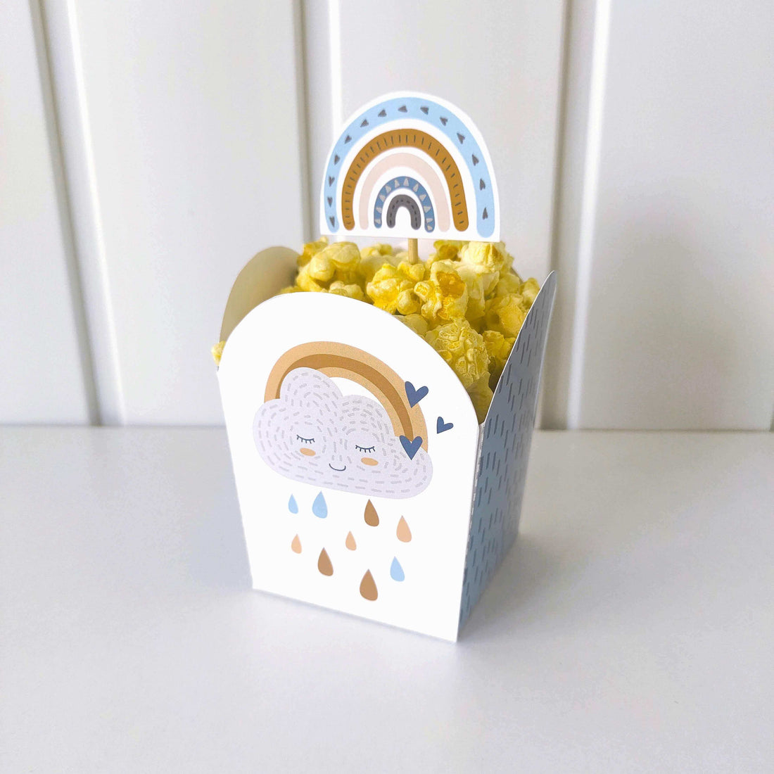 Boho Rainbow Popcorn Box | Blue ★ Instant Download – Digitally Printables