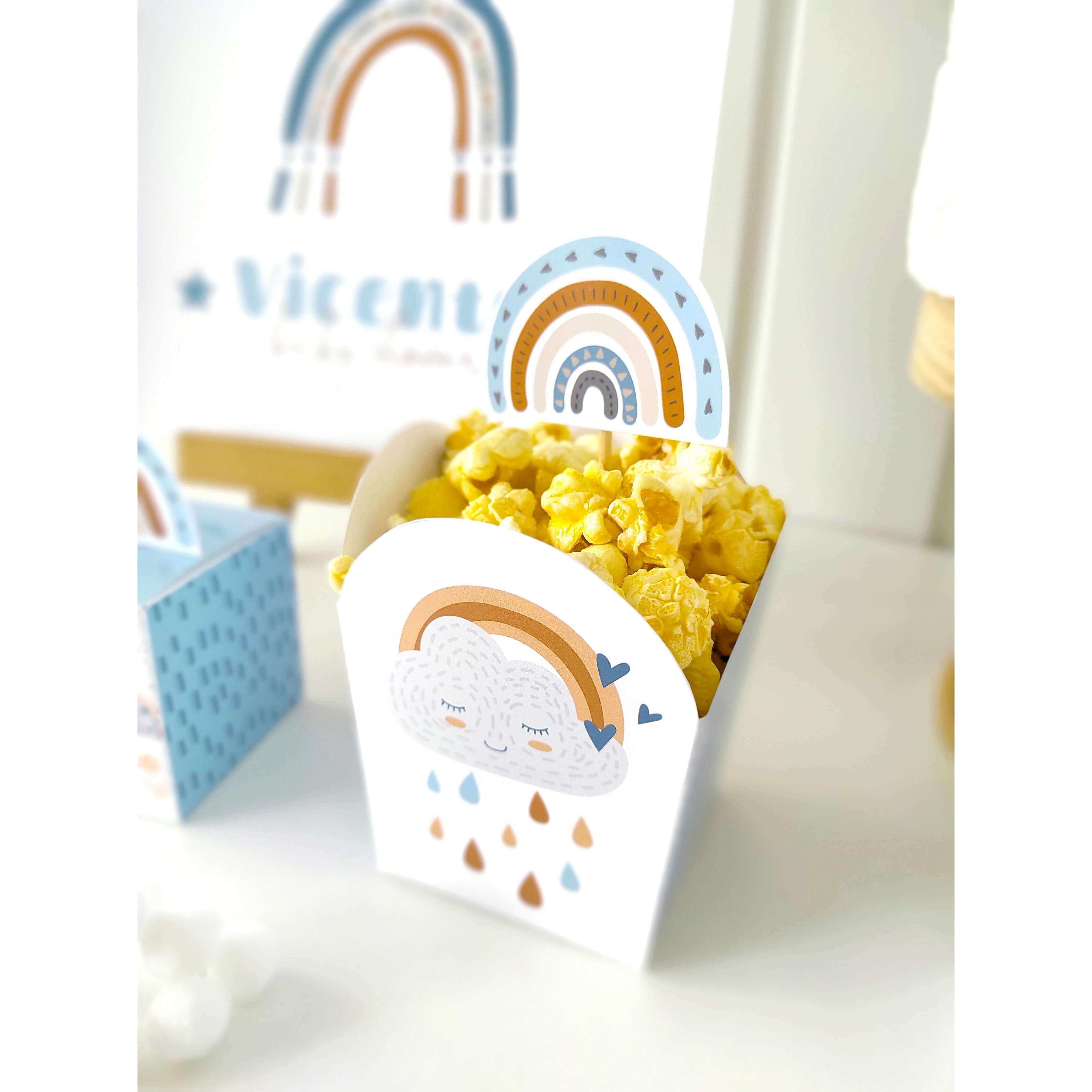Boho Rainbow Popcorn Box | Blue ★ Instant Download