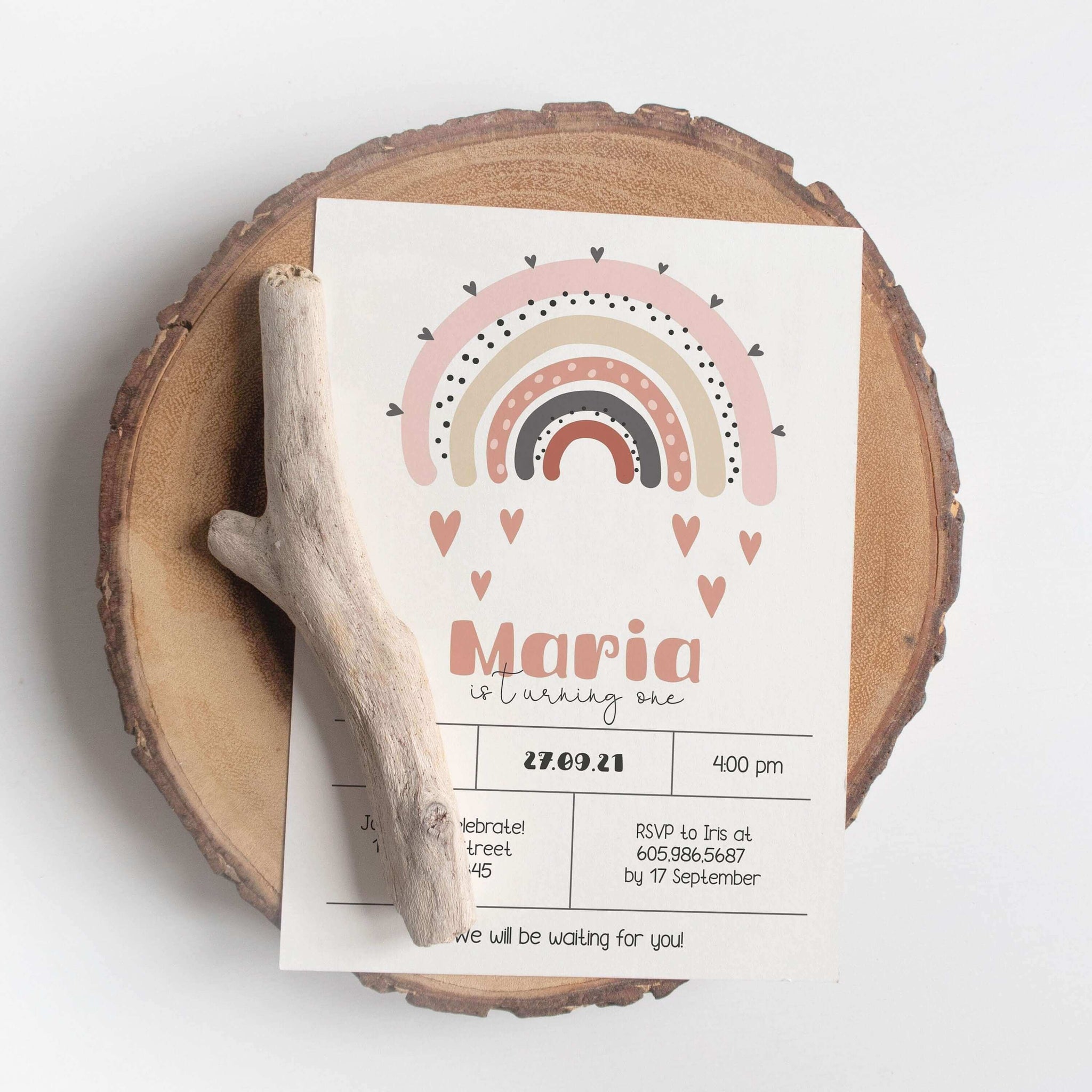 Editable BOHO RAINBOW Birthday Invitation, Instant Download, Rainbow B ...