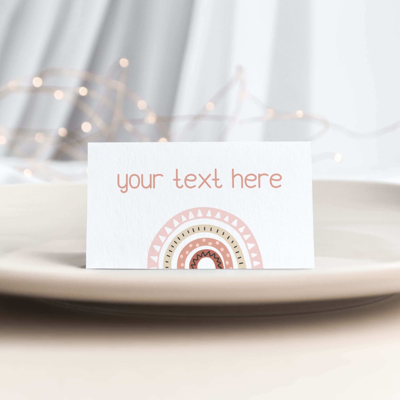 Editable BOHO RAINBOW Food Labels, Tent Cards, Printable Boho Rainbow