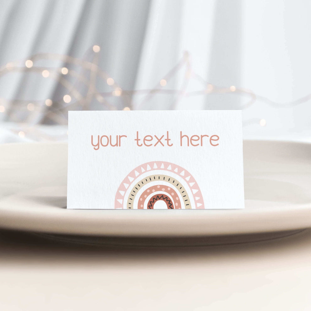 Editable BOHO RAINBOW Food Labels, Tent Cards, Printable Boho Rainbow