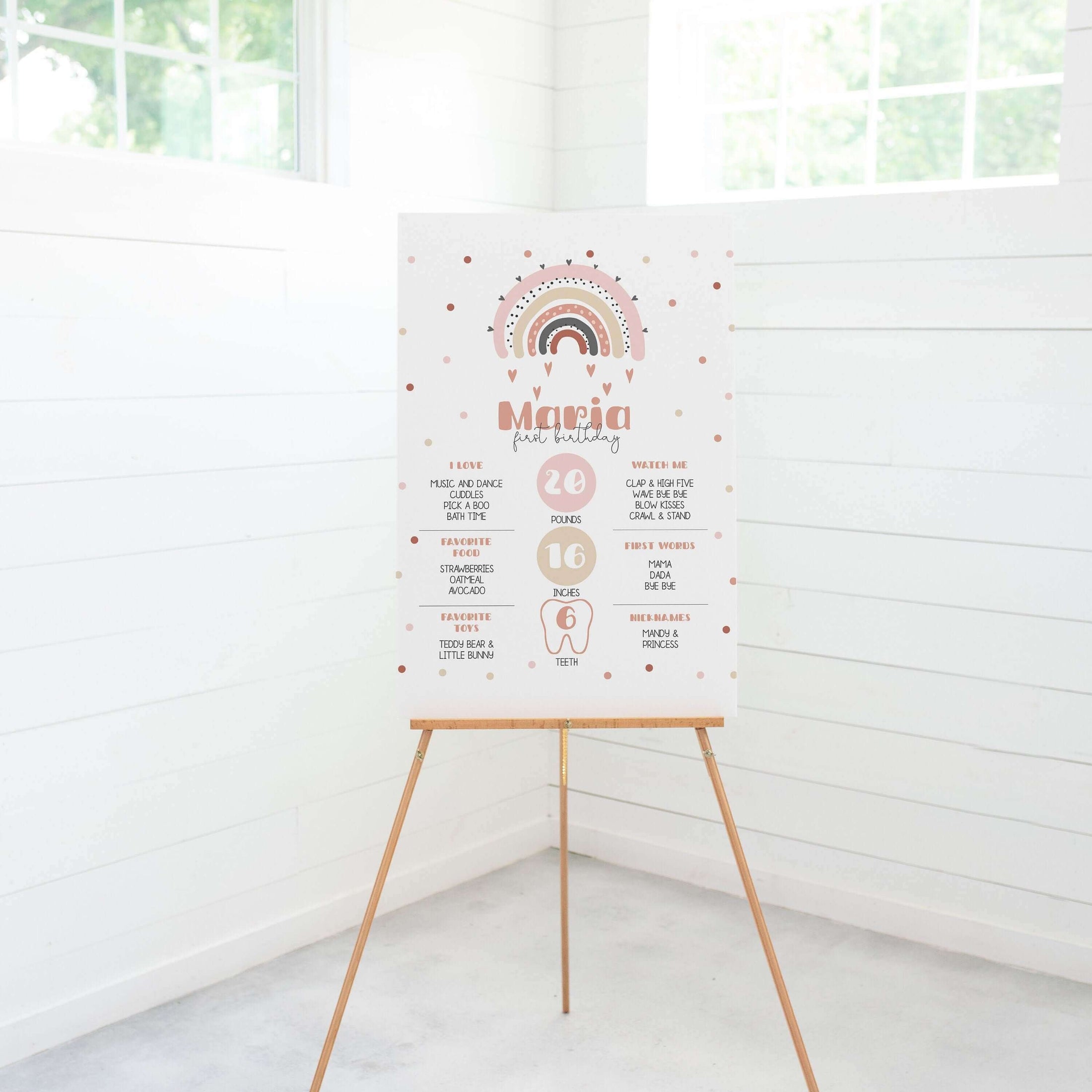 Editable Boho Rainbow Milestones Sign, Birthday Poster Printable Boho