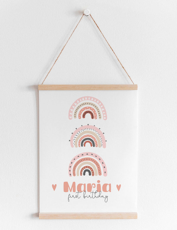Editable BOHO RAINBOW Table Sign, Boho Rainbow Poster, Rainbow Birthda