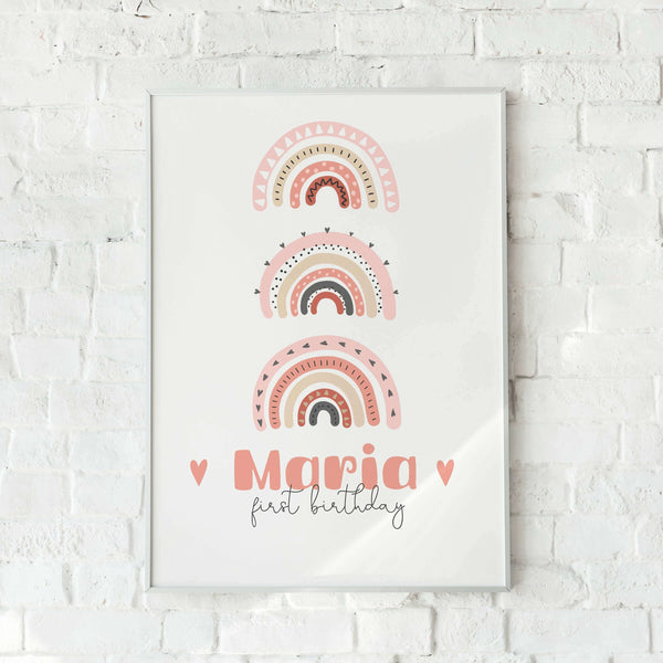 Editable BOHO RAINBOW Table Sign, Boho Rainbow Poster, Rainbow Birthda