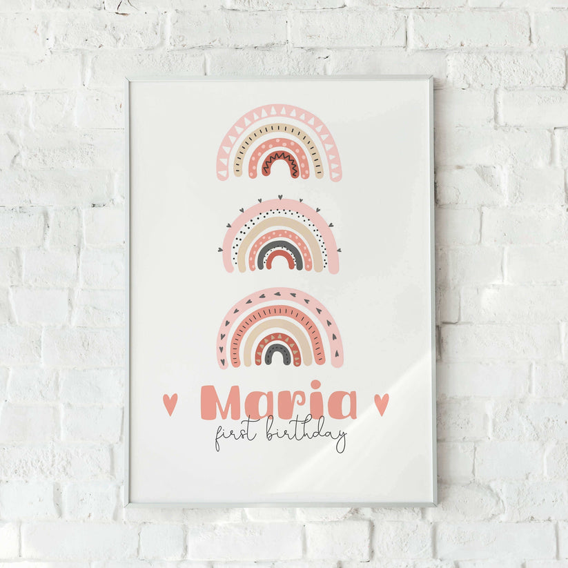 Editable BOHO RAINBOW Table Sign, Boho Rainbow Poster, Rainbow Birthda