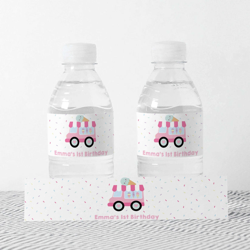 Editable Ice Cream Truck Water Bottle Labels ★ Instant Download | Edit