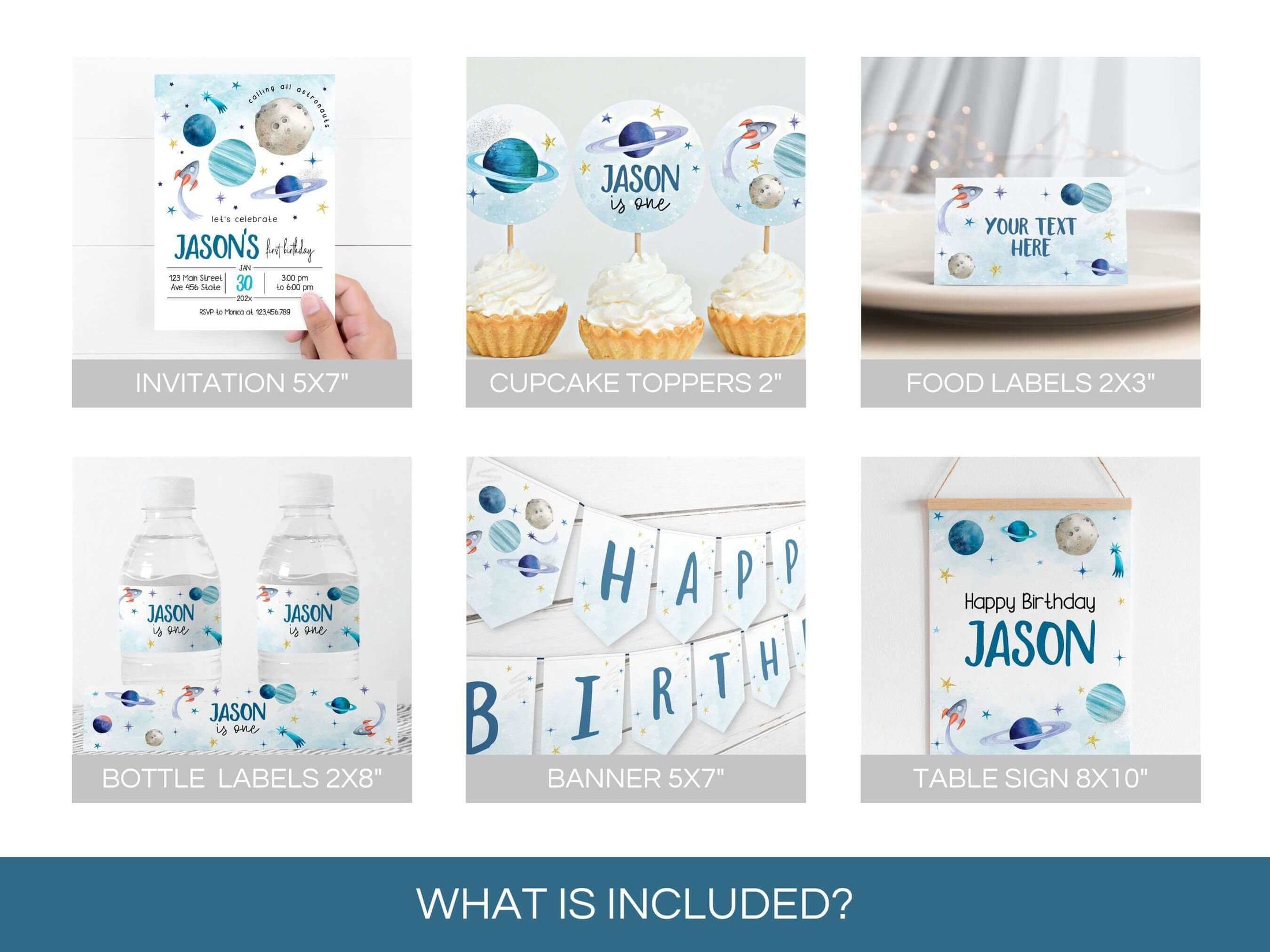 Editable OUTER SPACE Birthday Bundle | Instant Download