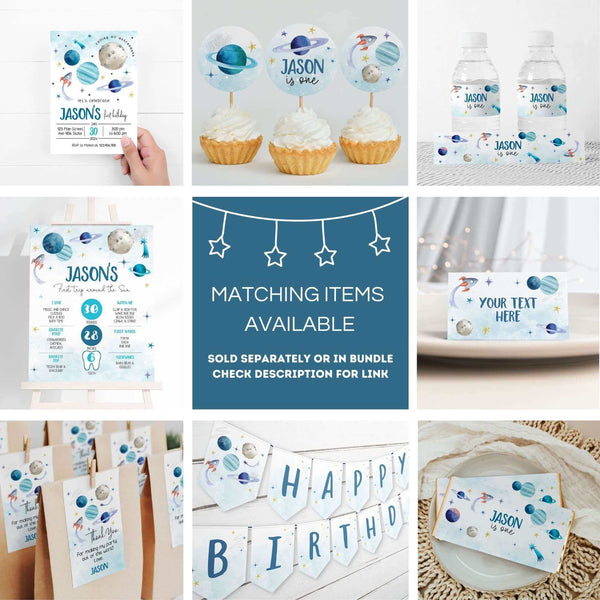 Editable Outer Space Food Labels, Space Tent Cards | Instant Download