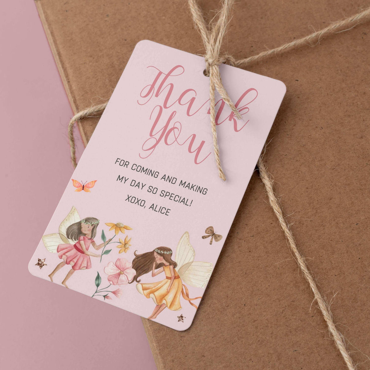 Editable Wildflower Fairies Thank You Tag, Printable Fairy Birthday Pa ...