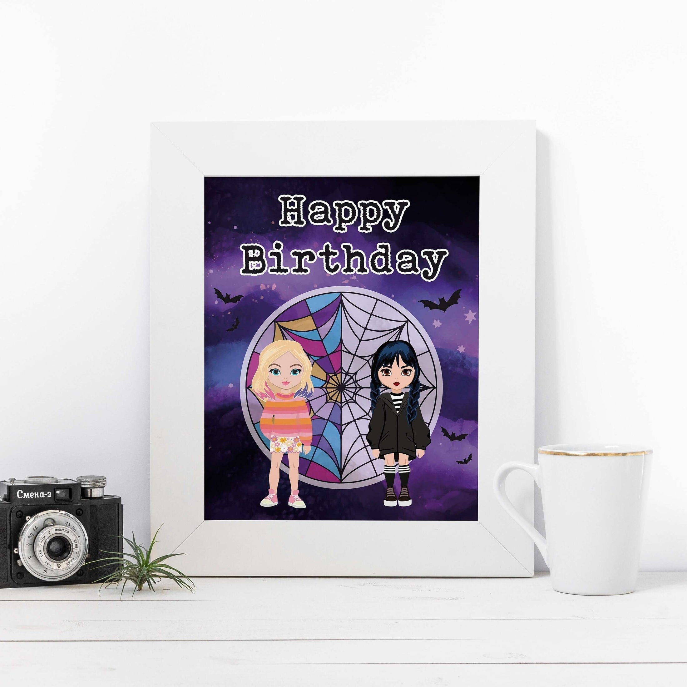 Wednesday Addams Happy Birthday Party Sign, Printable Wednesday and En
