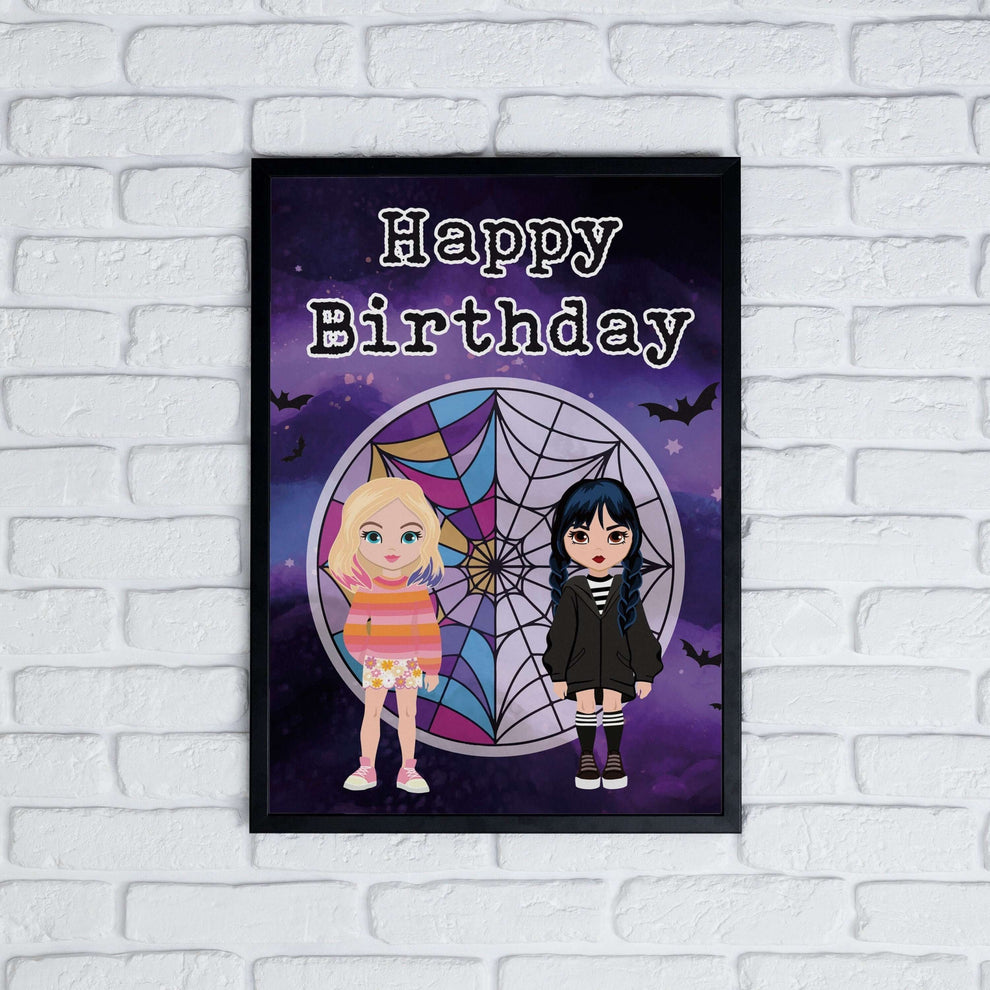 Wednesday Addams Happy Birthday Party Sign, Printable Wednesday and En
